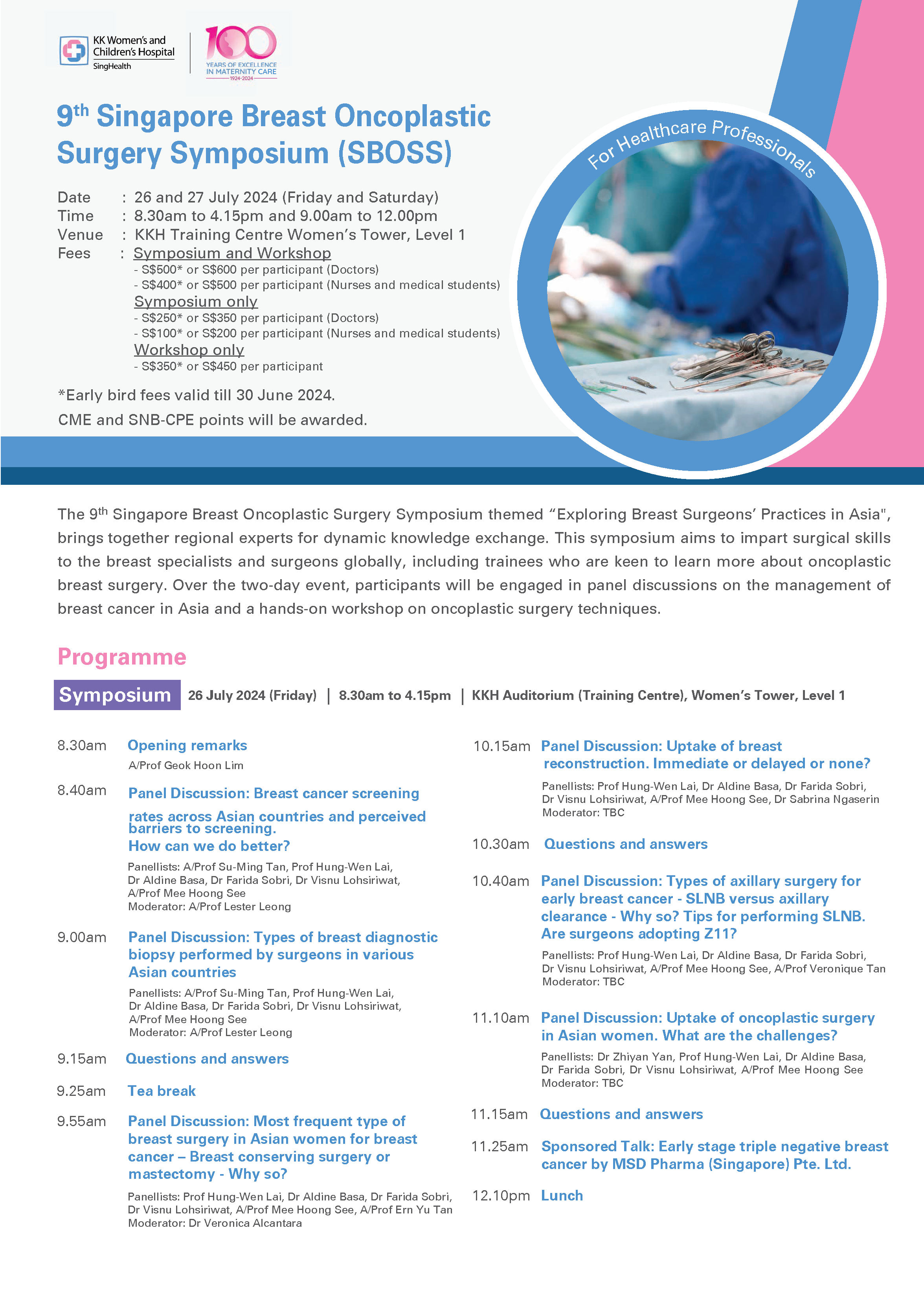 9th Singapore Breast Oncoplastic Surgery Symposium (Day 1)